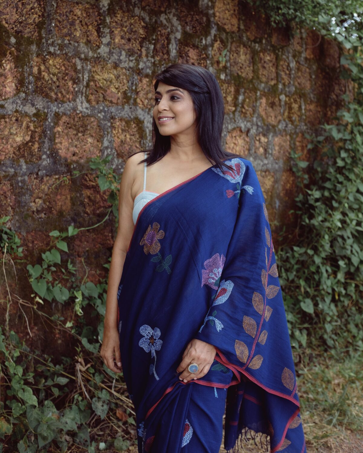 Bonolota Saree In Indigo Hue - Ira